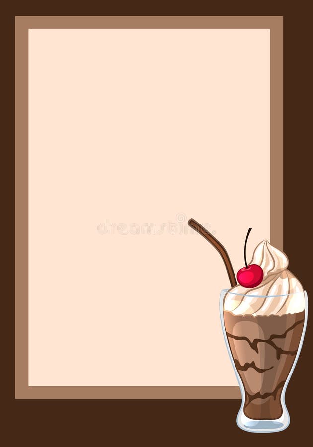 Round Frame Decorated with a Chocolate Milkshake with a Cherry. Stock ...