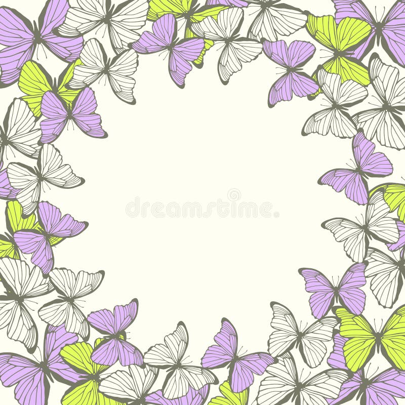 Round Frame with Decorative Butterflies Stock Vector - Illustration of ...
