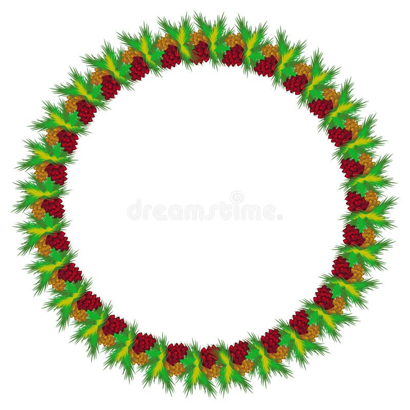Round Frame with Decorative Pine Cones. Stock Illustration ...