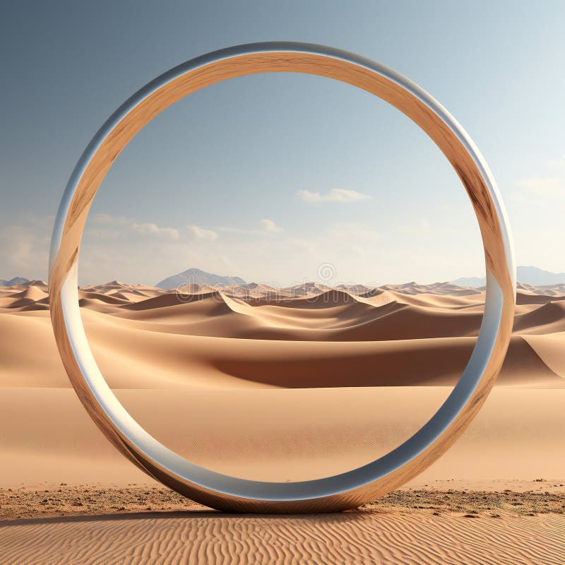 Round Frame in Desert Sand Dunes. 3d Render Illustration Stock ...