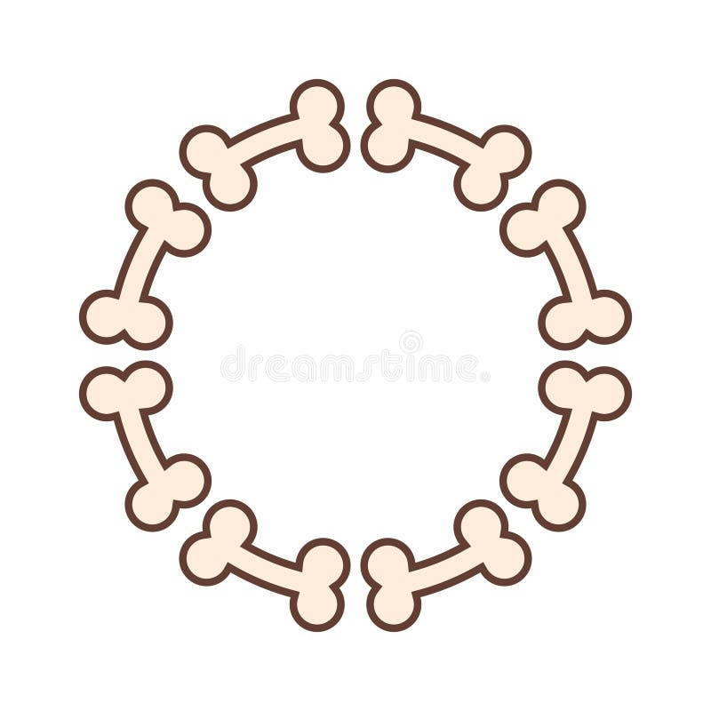 Round Frame of Dog Bones. Vector on Empty White Background. Stock ...