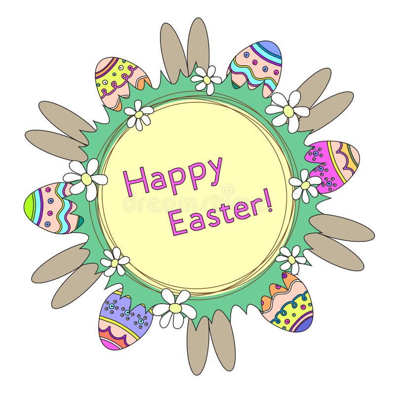 Round frame of Easter eggs stock vector. Illustration of round - 89377397