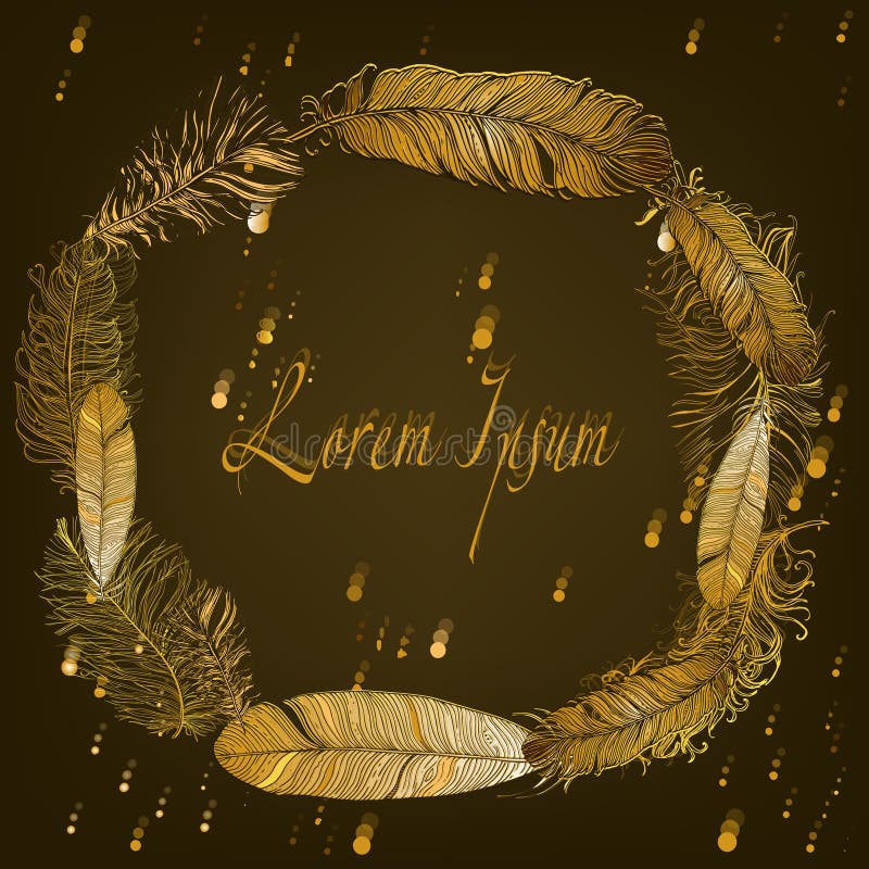 Round frame with feathers stock vector. Illustration of beautiful ...