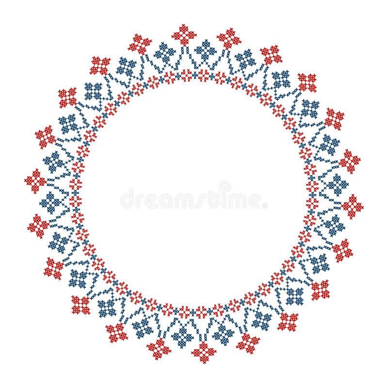 Round Frame with Folk Embroidery Stock Vector - Illustration of ...