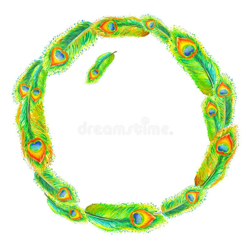 Round Frame in the Form of a Peacock Feather Stock Illustration ...