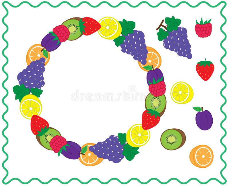 Round Frame with Fruits and Berries. Fruit Circle for Your Design and ...