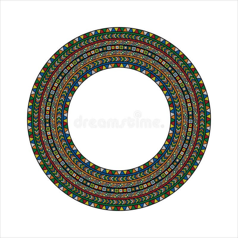Round Frame with Geometric African Pattern on White Background Stock ...