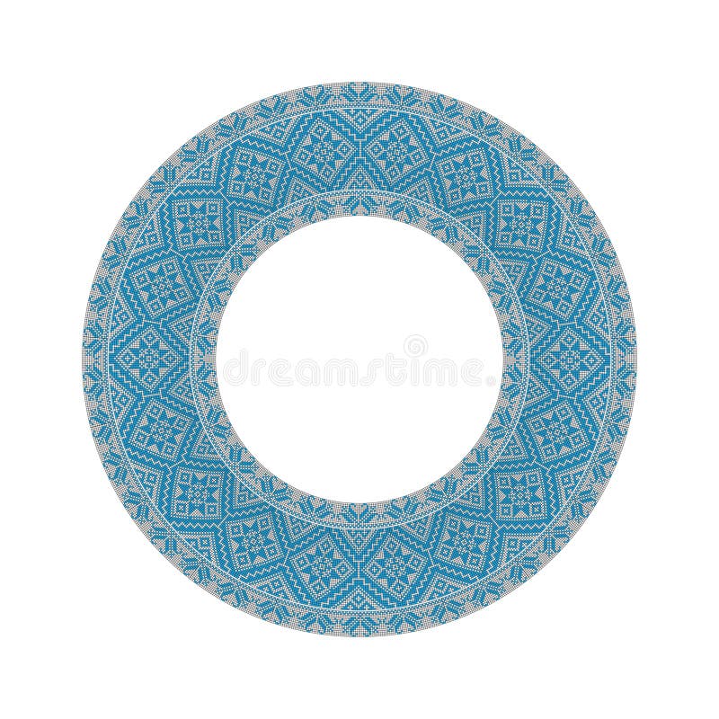 Round Frame with Geometric Pixel Pattern Isolated on White Background ...