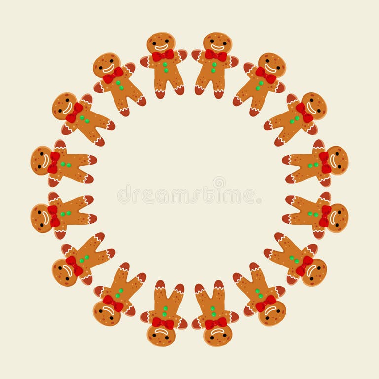 Round Frame of Gingerbread Men. Vector Illustration Stock Vector ...
