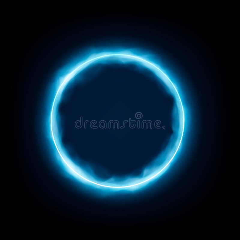 Round Frame with Glowing and Light. Neon Round Frame with Smoke Banner ...