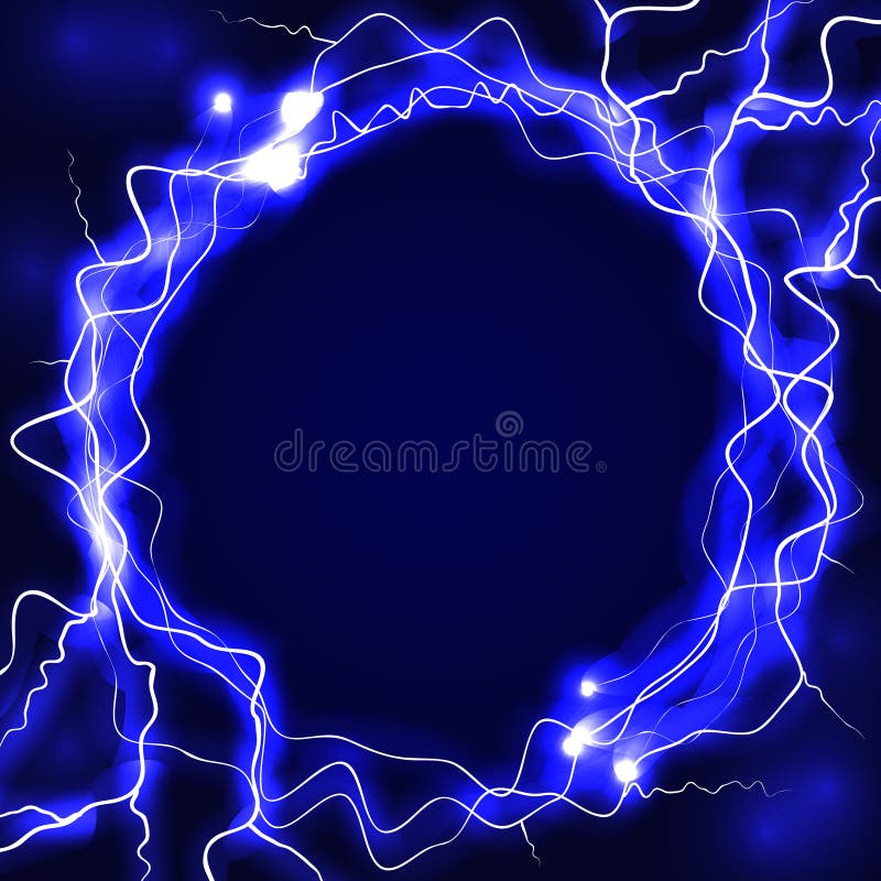 Round Frame with Glowing Lightning on a Dark Blue Background. Br Stock ...