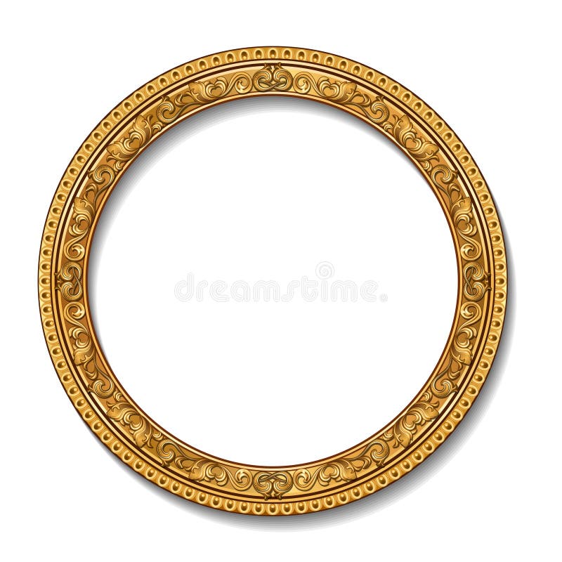 Round Frame Gold Color with Shadow Stock Vector - Illustration of ...