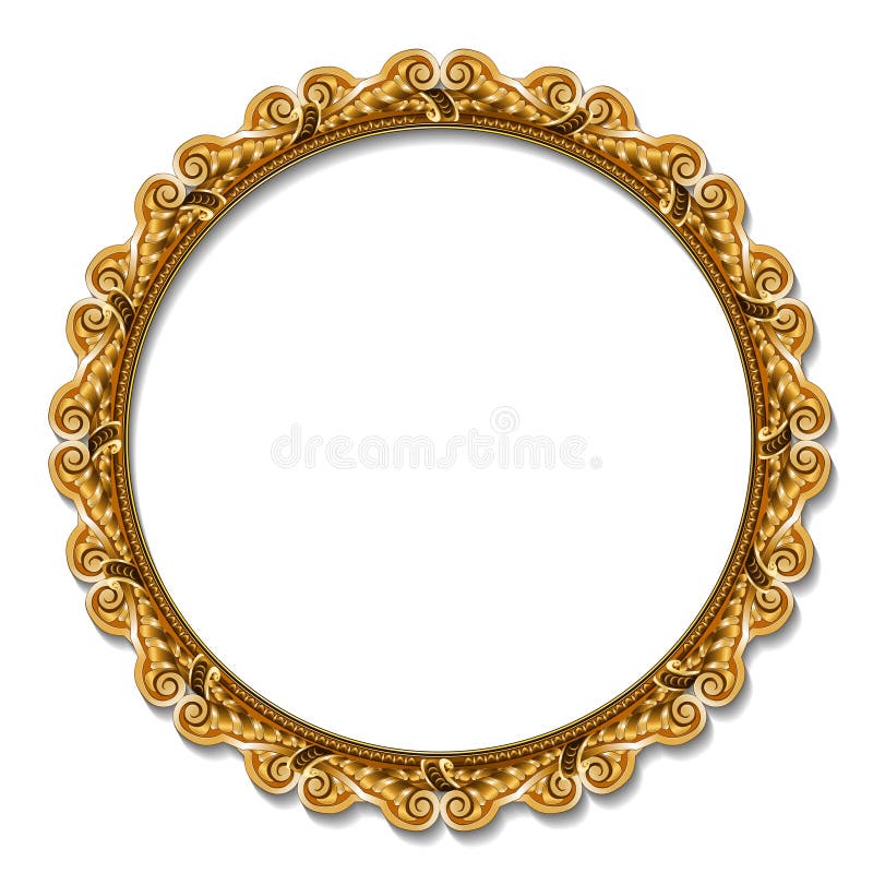 Round Frame Gold Color with Shadow Stock Vector - Illustration of ...