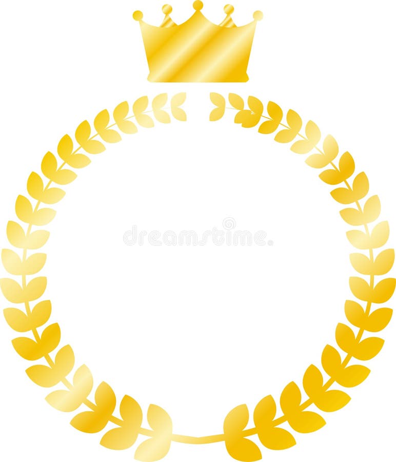 Round Frame of Gold Laurel and Crown Stock Vector - Illustration of ...