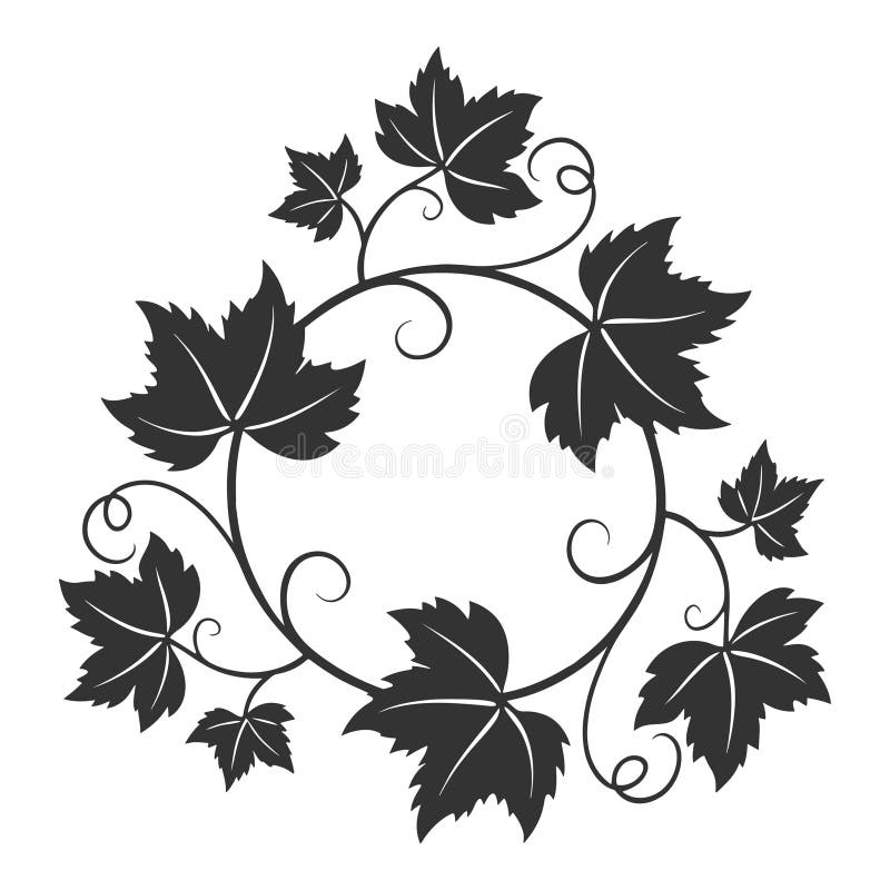 Round Frame of Grapevine with Leaves and Tendrils. Autumn Harvest ...