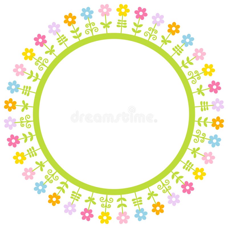 Round Frame Graphic Flowers Meadow Different Colors Stock Vector ...