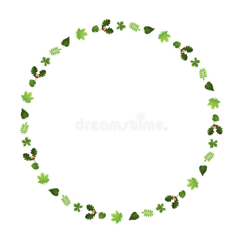 Round Frame Green Forest Leaves. Space for Text Stock Vector ...
