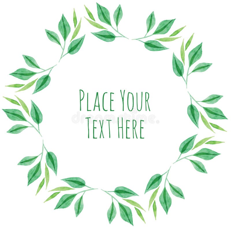 Round Frame Green Leaves and Branch Garland Stock Vector - Illustration ...