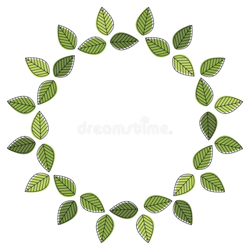 Round Frame with Green Leaves Stock Vector - Illustration of circle ...