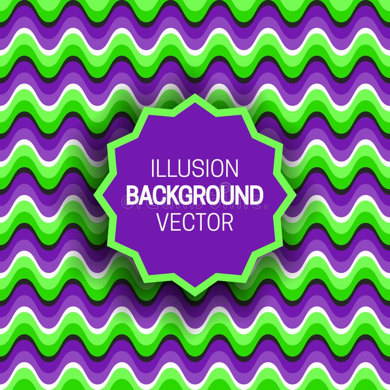 Round Frame on Green Purple Optical Illusion Background of Moving Wavy ...