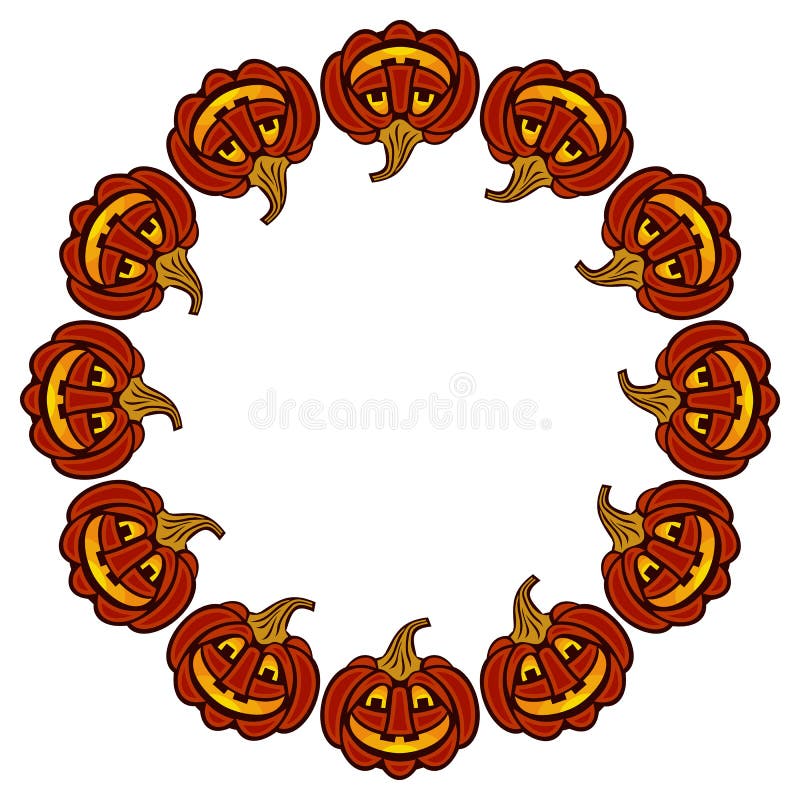 Round Frame with Halloween Pumpkins. Stock Illustration - Illustration ...