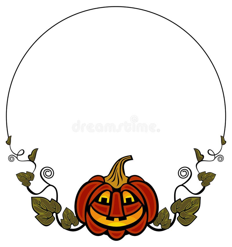 Round Frame with Halloween Pumpkins. Stock Illustration - Illustration ...