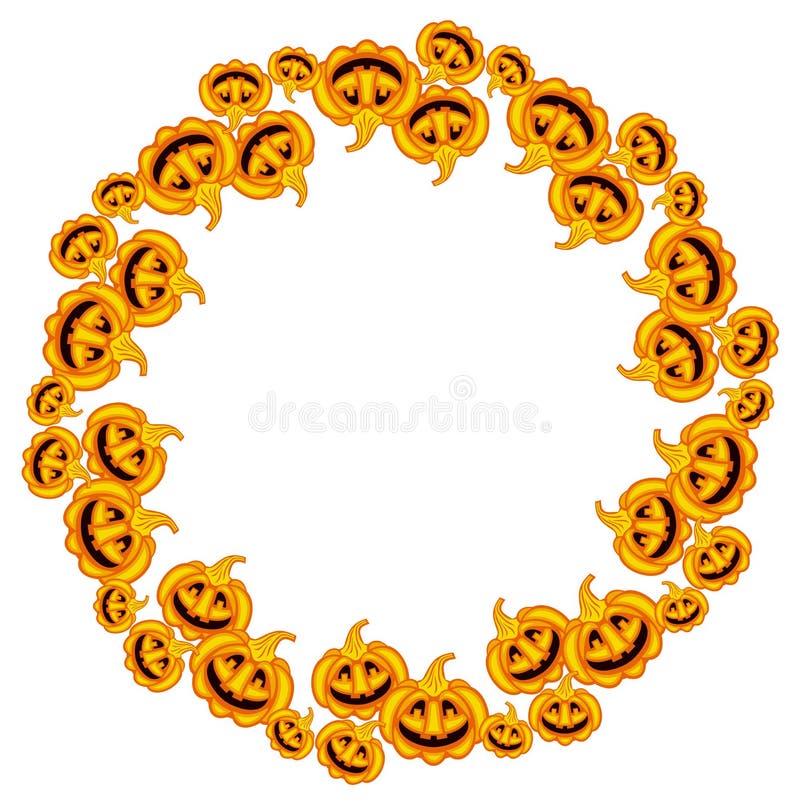 Round Frame with Halloween Pumpkins. Stock Illustration - Illustration ...