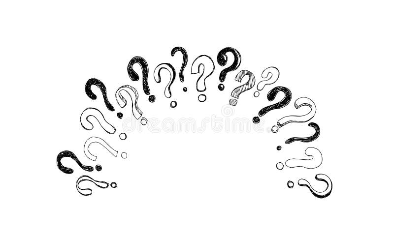 Round Frame with Hand Drawn Doodle Hand Drawn Sketch Questions Marks ...