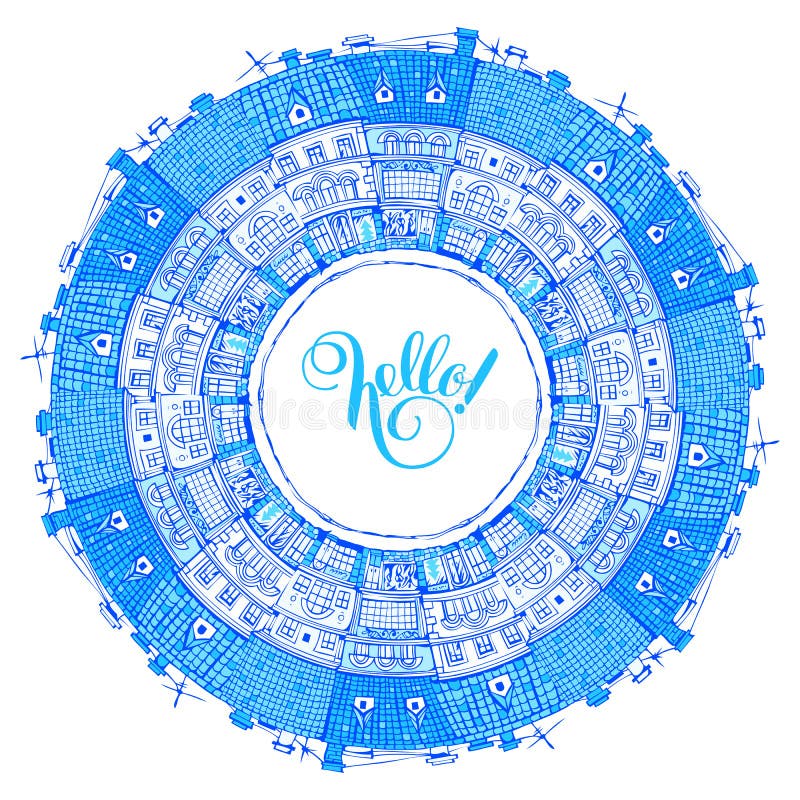 Round Frame with the Houses Stock Vector - Illustration of frame, life ...