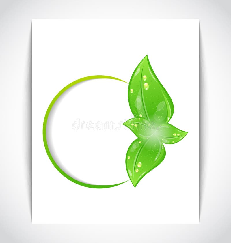 Round Frame with Leaf Elements Stock Vector - Illustration of icon ...