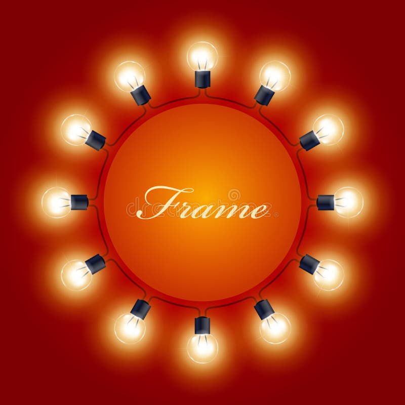 Round frame of light bulbs stock vector. Illustration of bill - 72058864