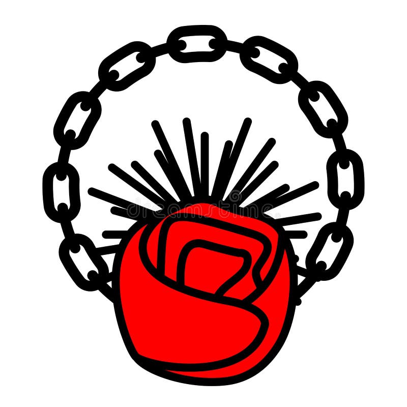 Round Frame Made of Chain and Rose. Tattoo Vector Illustration Stock ...