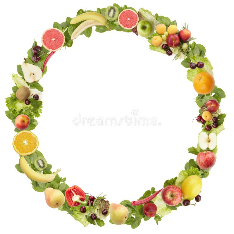 The Round Frame Made of Fruits and Vegetables Stock Image - Image of ...