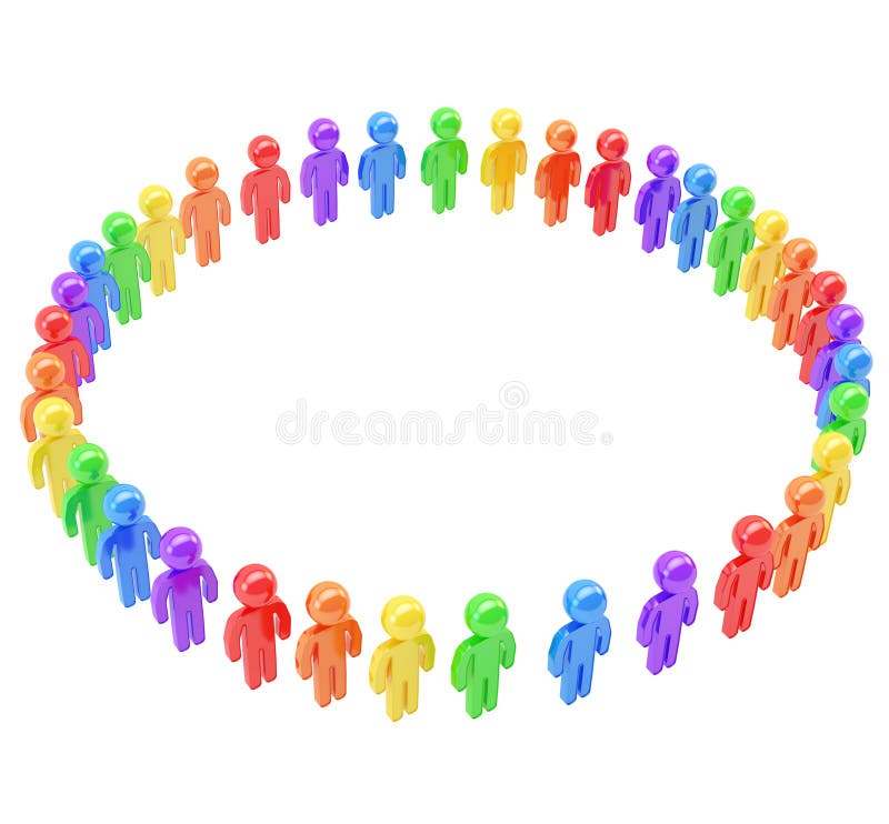 Round Frame Made of Group of Symbolic People Stock Illustration ...