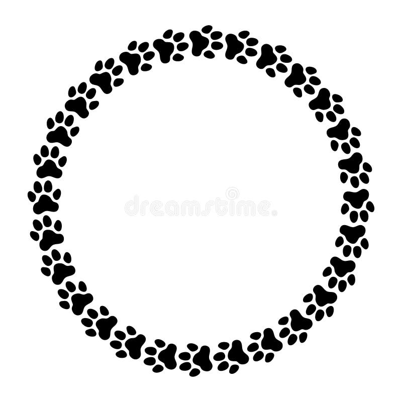 Round Frame Made of Paw Prints Stock Vector - Illustration of ...