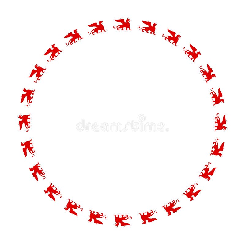 Red Griffons Round Frame - Cdr Format Stock Vector - Illustration of ...