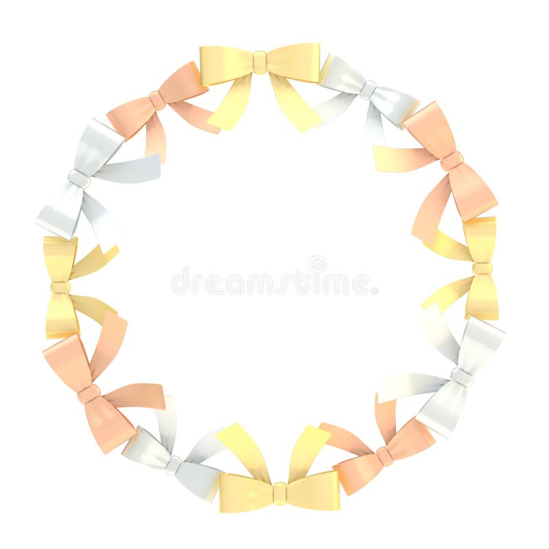 Round Frame Made of Ribbon Bows Stock Illustration - Illustration of ...
