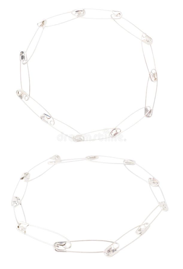 Round Frame Made of Safety Pins Isolated on White Background, Set of ...