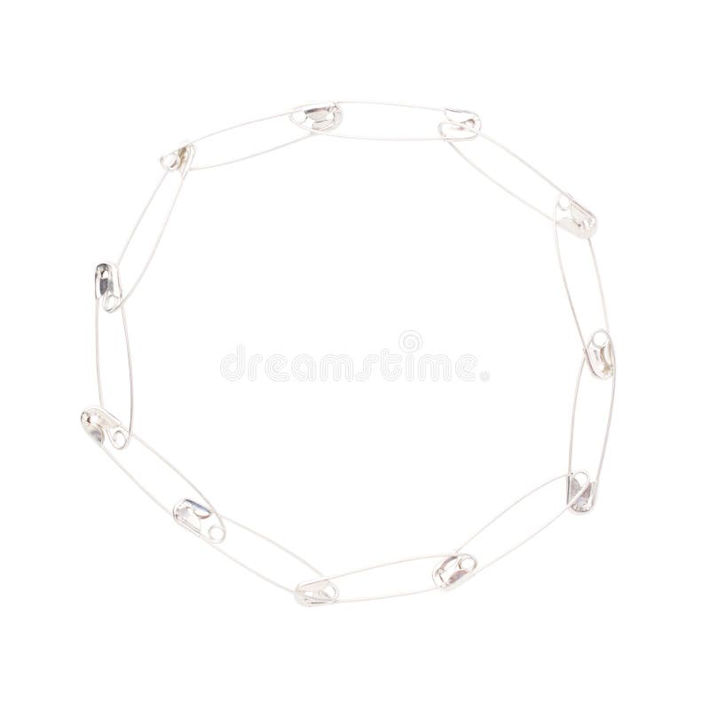 Round Frame Made of Safety Pins Isolated on White Stock Image - Image ...