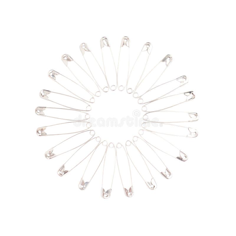 Round Frame Made of Safety Pins Isolated on White Stock Photo - Image ...