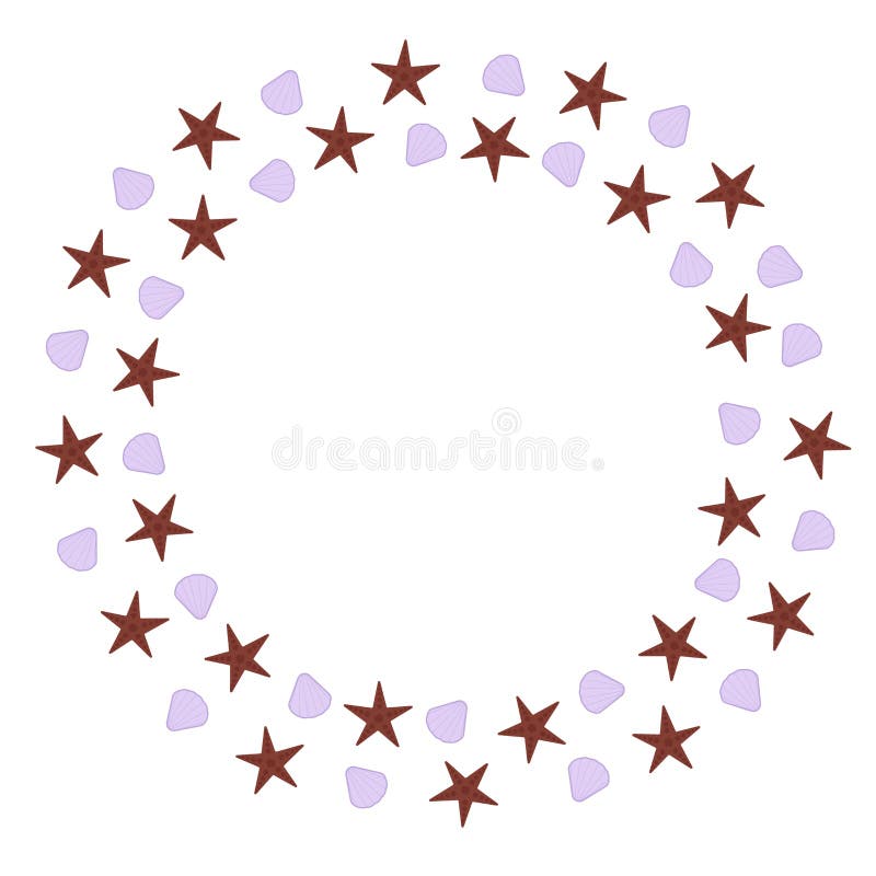 Round frame made of shells stock vector. Illustration of pink - 165810483
