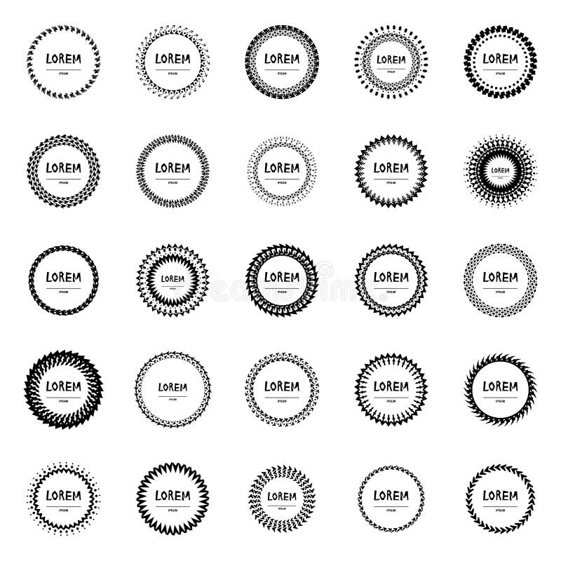 Round Frame Made of Simple Geometric Shapes Stock Vector - Illustration ...