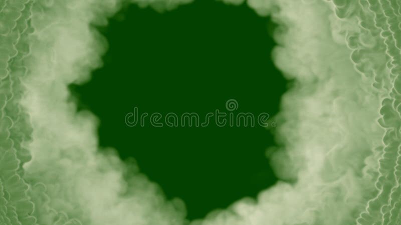 Round Frame Made of Smoke or Clouds on Chroma Key Screen, Isolated ...