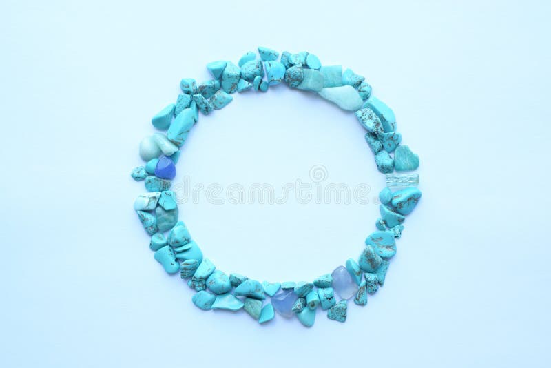 Round Frame Made of Turquoise Semi-precious Stones with Place for Text ...