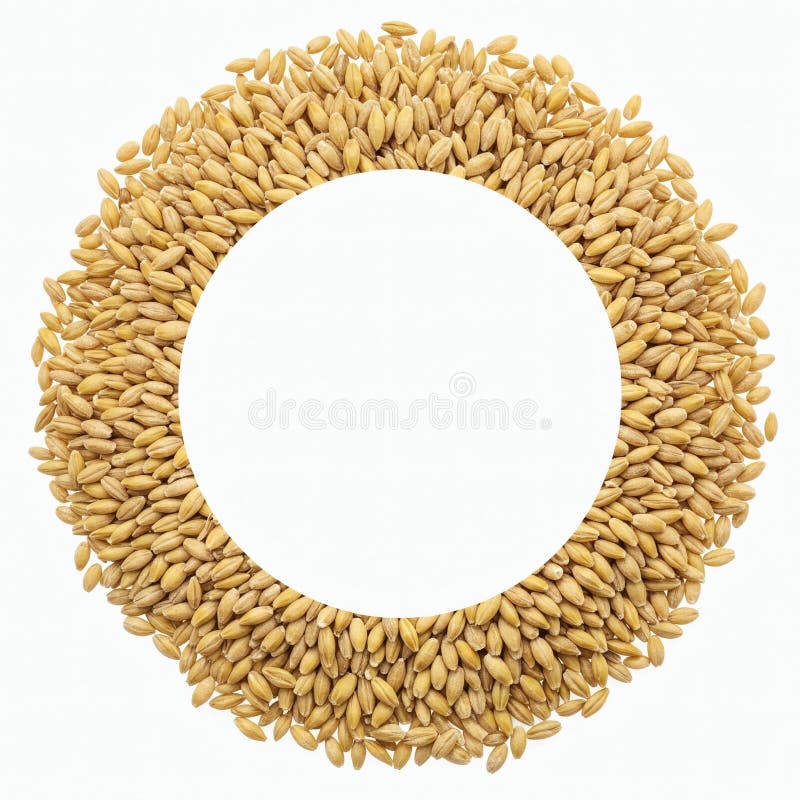 Round Frame Made of Wheat Grains. Isolated on White Background. Stock ...