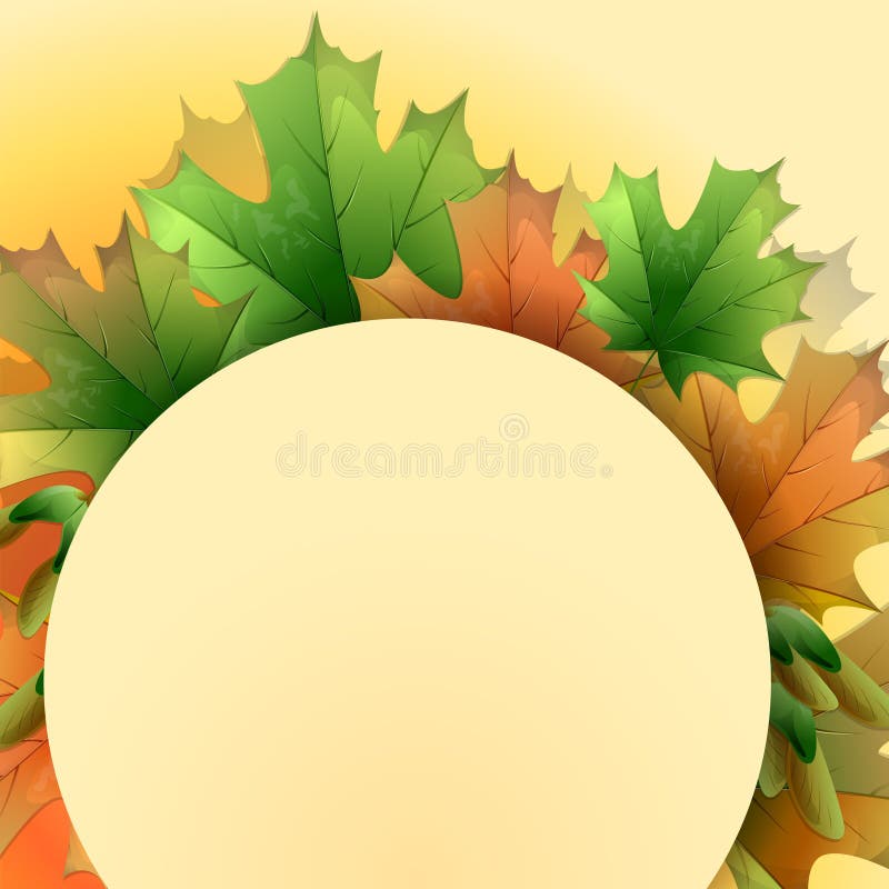 Round Frame with Maple Leaves on a Light Background with Place for Your ...