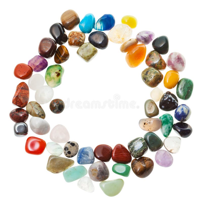 Round Frame from Mineral Gem Stones Isolated Stock Photo - Image of ...