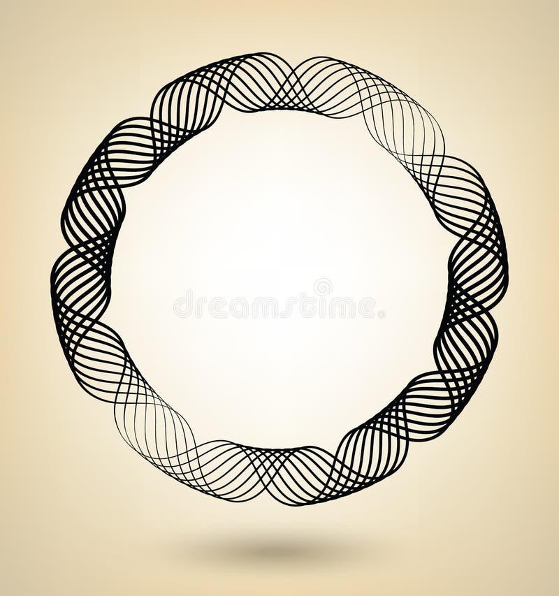 Modern Line Art Geometric Border, Round Frame, Vector Element Stock ...