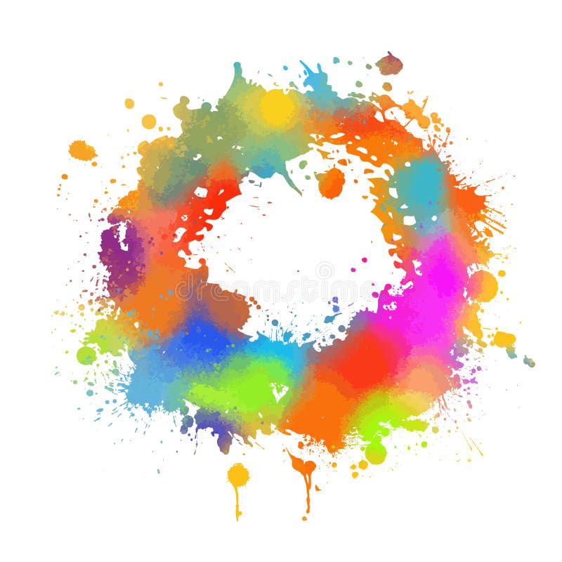 Round Frame of Multi-colored Paint Spots. Vector Illustration Stock ...