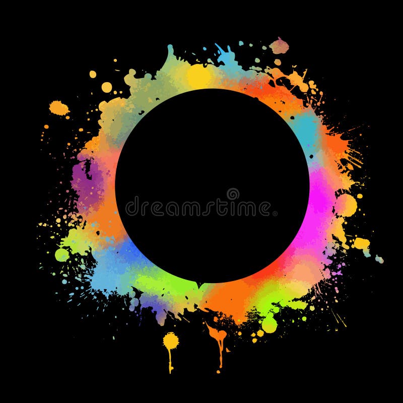 Round Frame of Multi-colored Paint Spots. Vector Illustration Stock ...